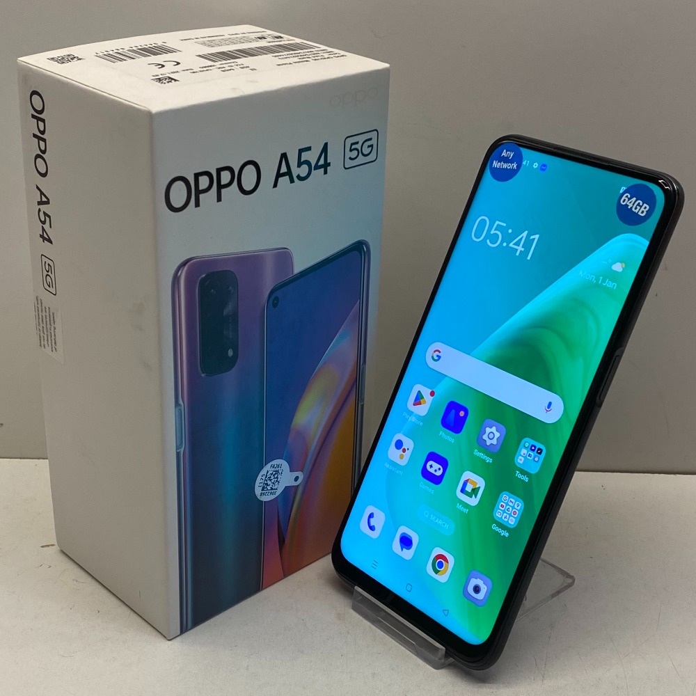 Pre-owned Oppo A54 5G Unlocked Model CPH2195 64GB in Black Dual SIM Boxed - Own4Less